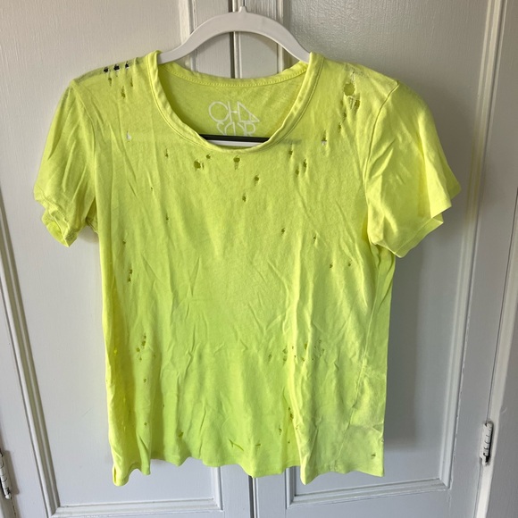 Tops | Neon Yellow Ripped Tshirt | Poshmark